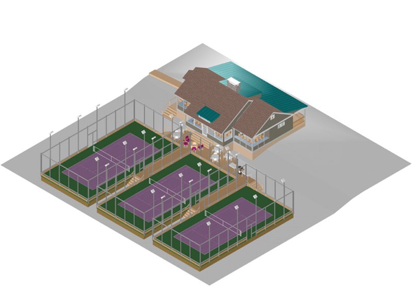 Overhead View of New Club House & Courts | DCL ARCHITECTS