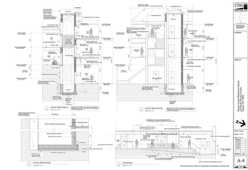 Elevator & Interior Ramp Sections | DCL ARCHITECTS